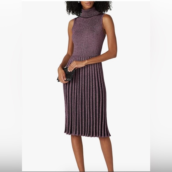 Milly | Dresses | Milly Pink Lurex Pleated Midi Dress | Poshmark